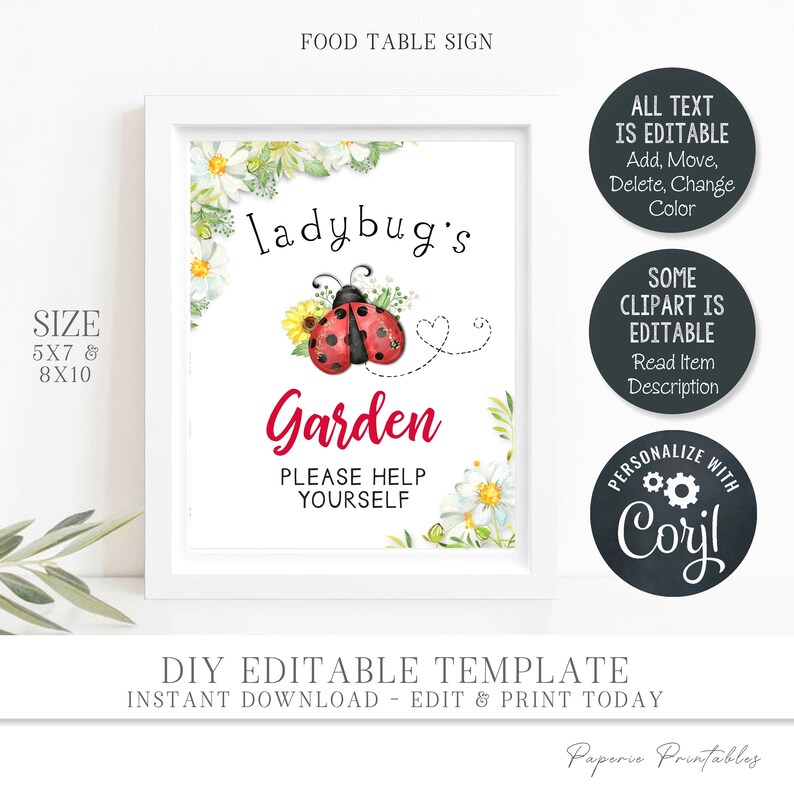 EDITABLE Ladybug Party Decorations Ladybug Party Signs - Etsy