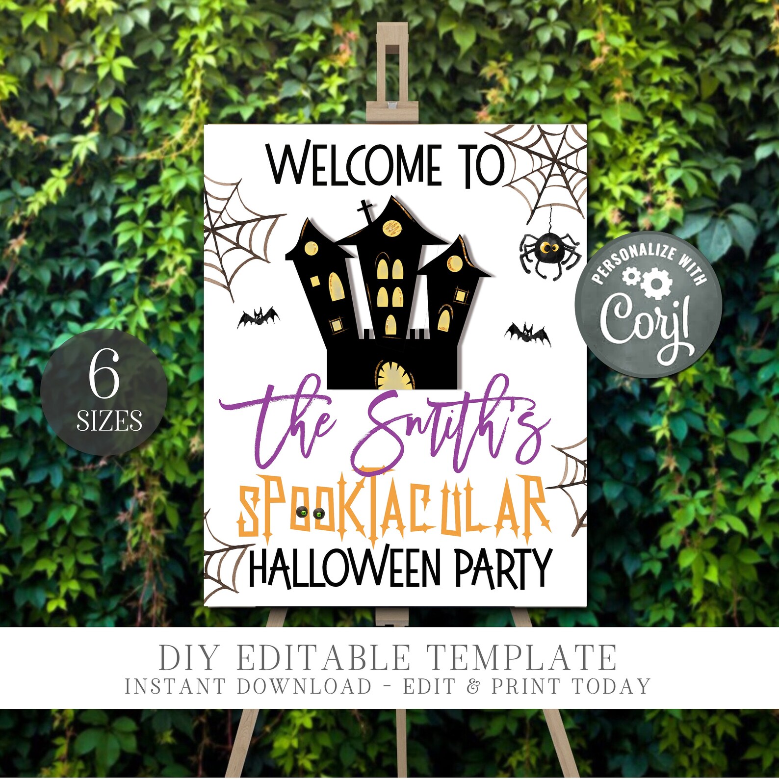 Editable Halloween Party Welcome Sign: Spooktacular Decor (DIY Digital ...