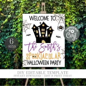 Editable Halloween Party Welcome Sign: Spooktacular Decor (DIY Digital ...