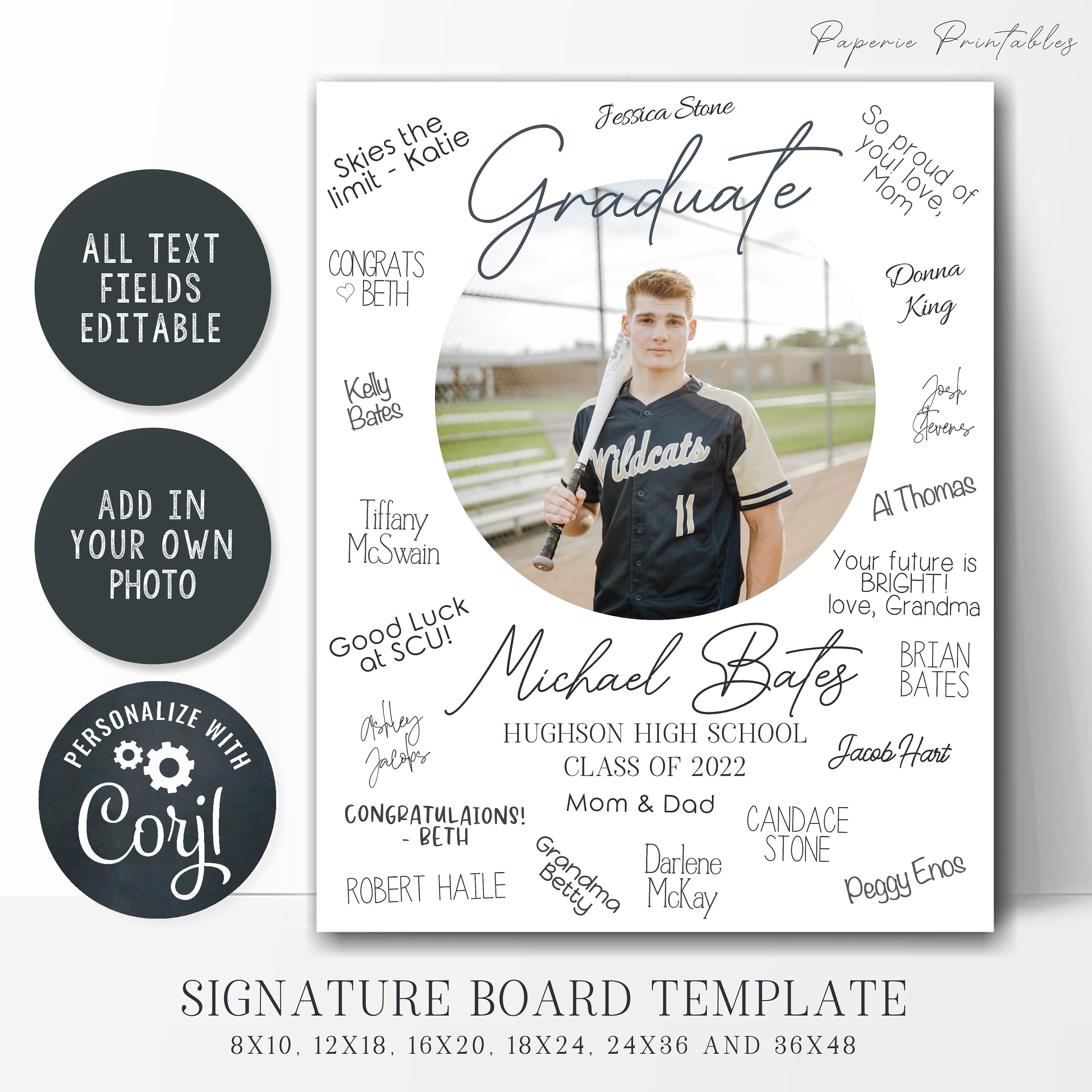 Editable Graduation Signature Board: DIY Guest Book (digital Download ...