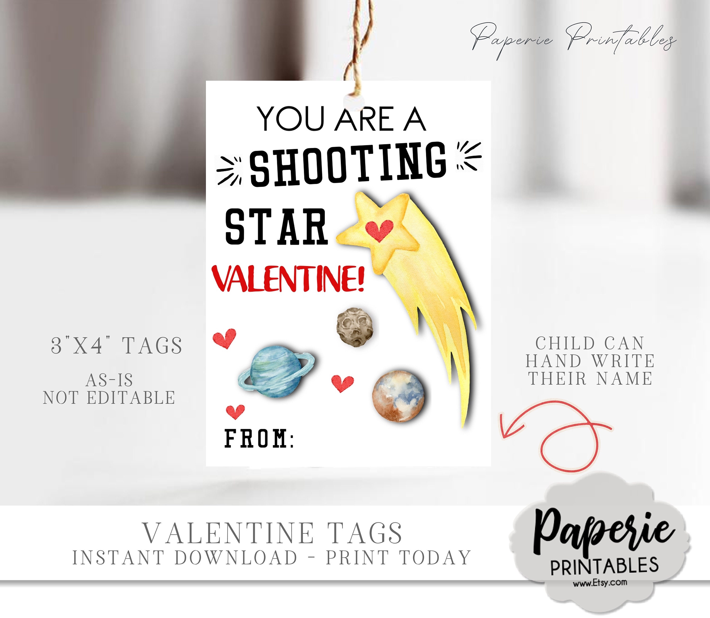 Space Valentine Tags Kids Valentine Cards Outer Space | Etsy