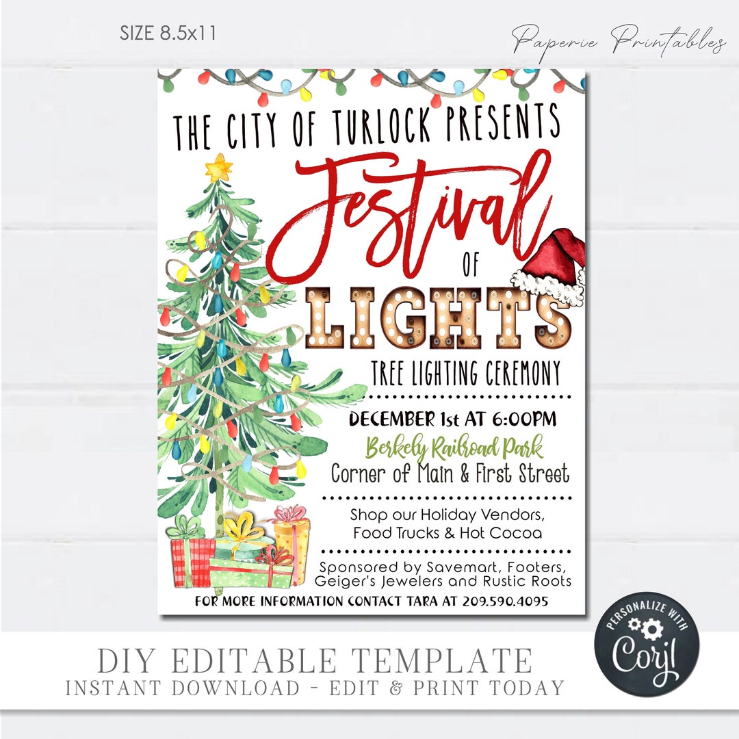 Editable Christmas Festival of Lights Flyer Template (8.5x11) (DIY ...