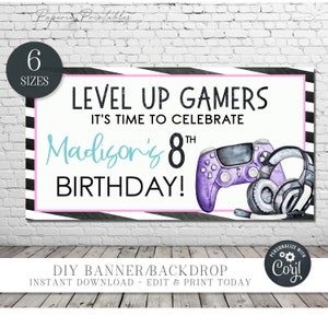 EDITABLE Video Game Birthday Backdrop, Gaming Birthday Banner, Video ...