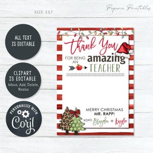 EDITABLE Thanks for Being an AMAZING Teacher, Teacher Christmas Gift ...