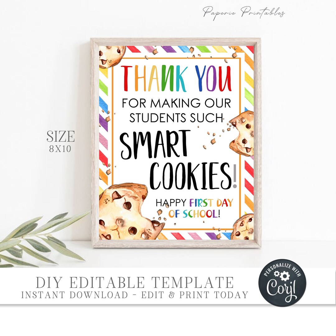 Editable Smart Cookies Teacher Appreciation Sign (digital Download) - Etsy
