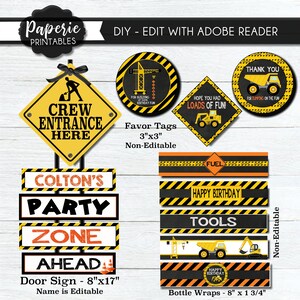 Under Construction Party BUNDLE Construction Site Birthday Template DIY ...