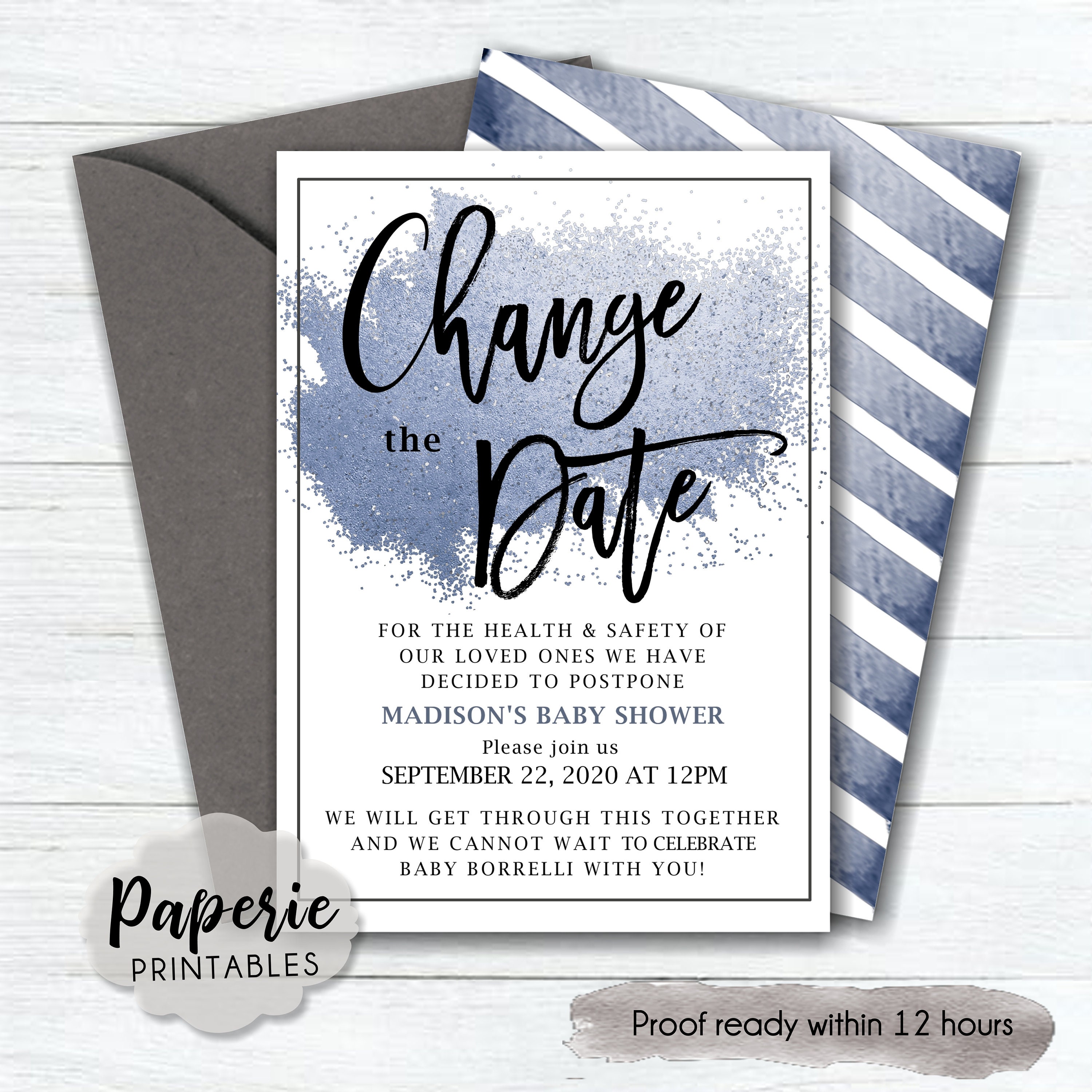 Change of Date Baby Shower Announcement Postponed Reschedule - Etsy