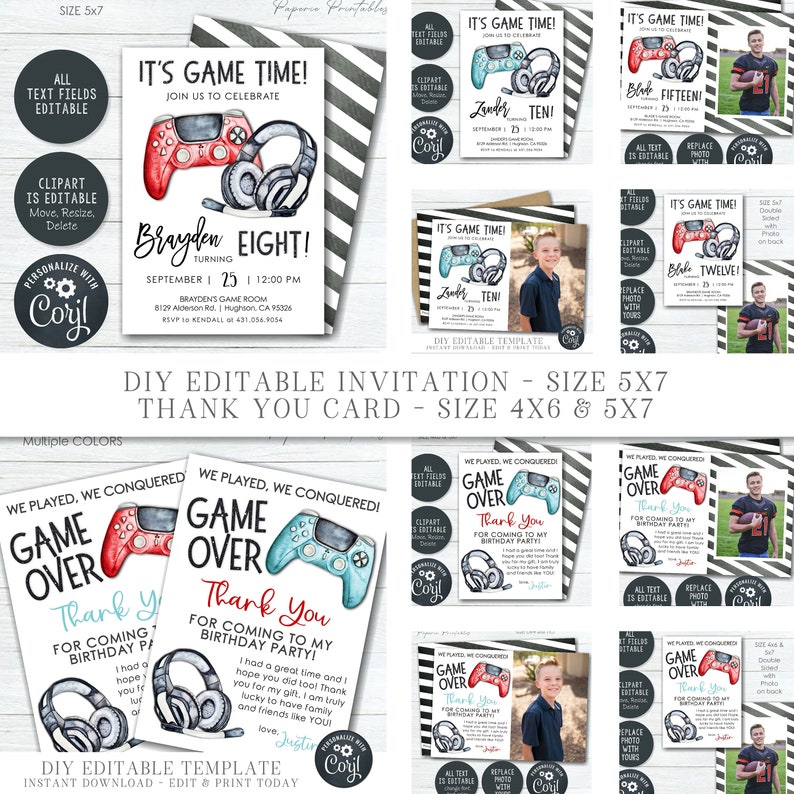 EDITABLE Video Game Birthday Bundle Gaming Birthday Party - Etsy