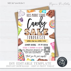 EDITABLE Candy Sale Fundraiser Flyer, Candy Sale Flyer, Fundraiser ...