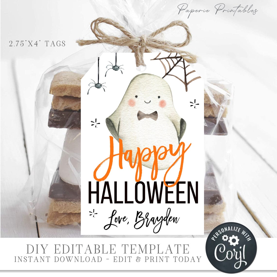 EDITABLE Halloween Tag Printable Halloween Favor Tags - Etsy