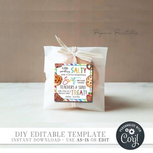 Sweet & Salty Teacher Appreciation Gift Tag: Editable DIY (digital ...