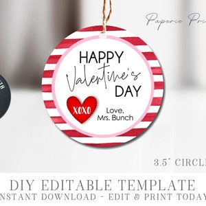 Editable Happy Valentine's Day Tag, Valentine's Day Gift Tag, Valentine ...