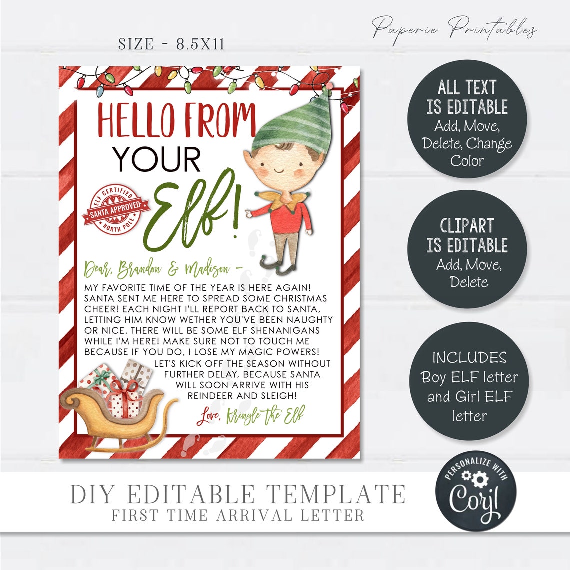 EDITABLE Elf Arrival Letter Hello From Your Elf New | Etsy
