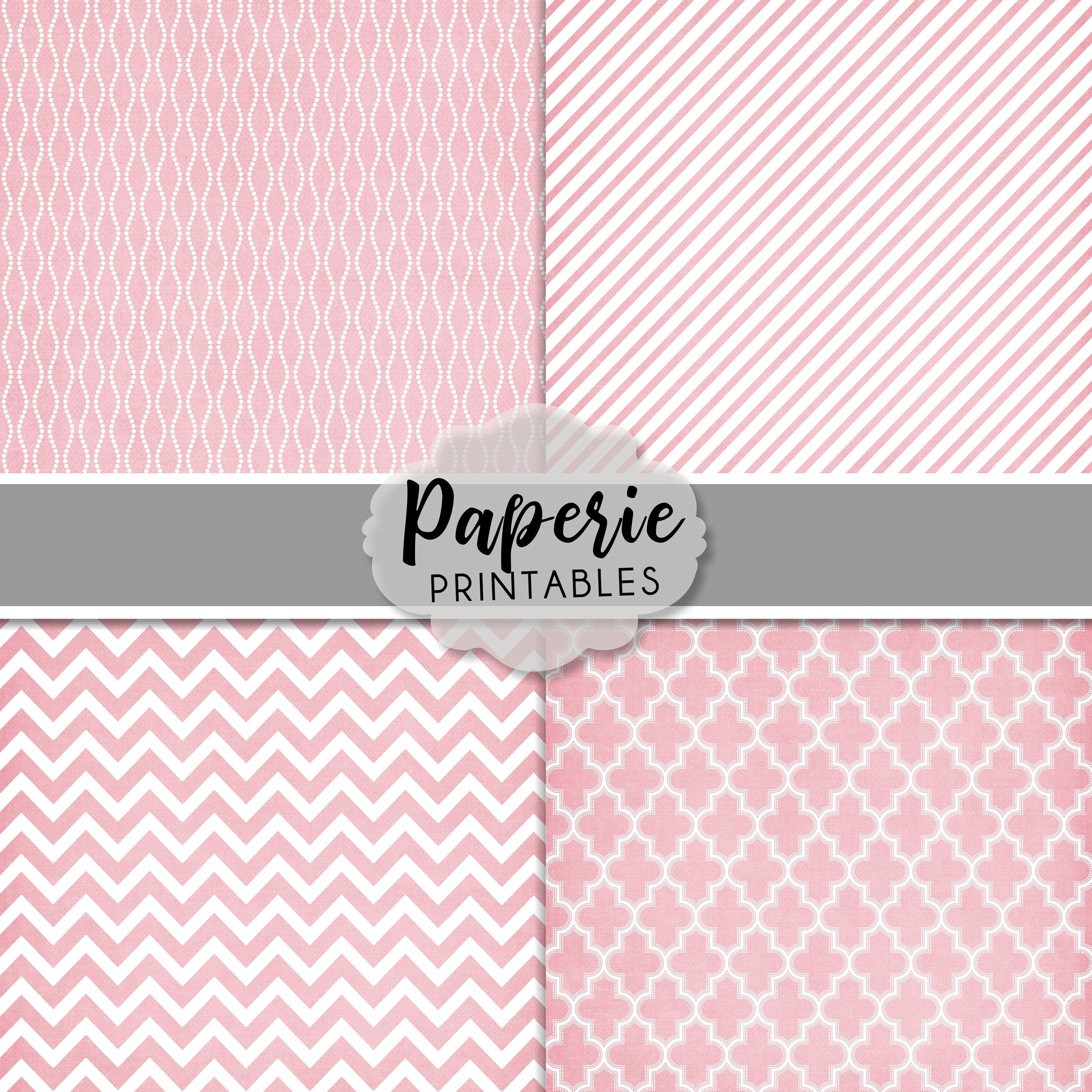 Pink & White Pattern Digital Paper 12x12 Digital - Etsy España