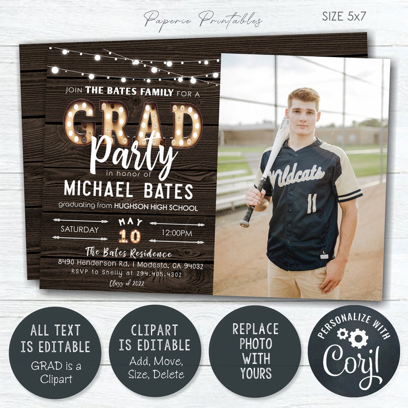 EDITABLE Country Graduation Party Template Rustic Graduation - Etsy