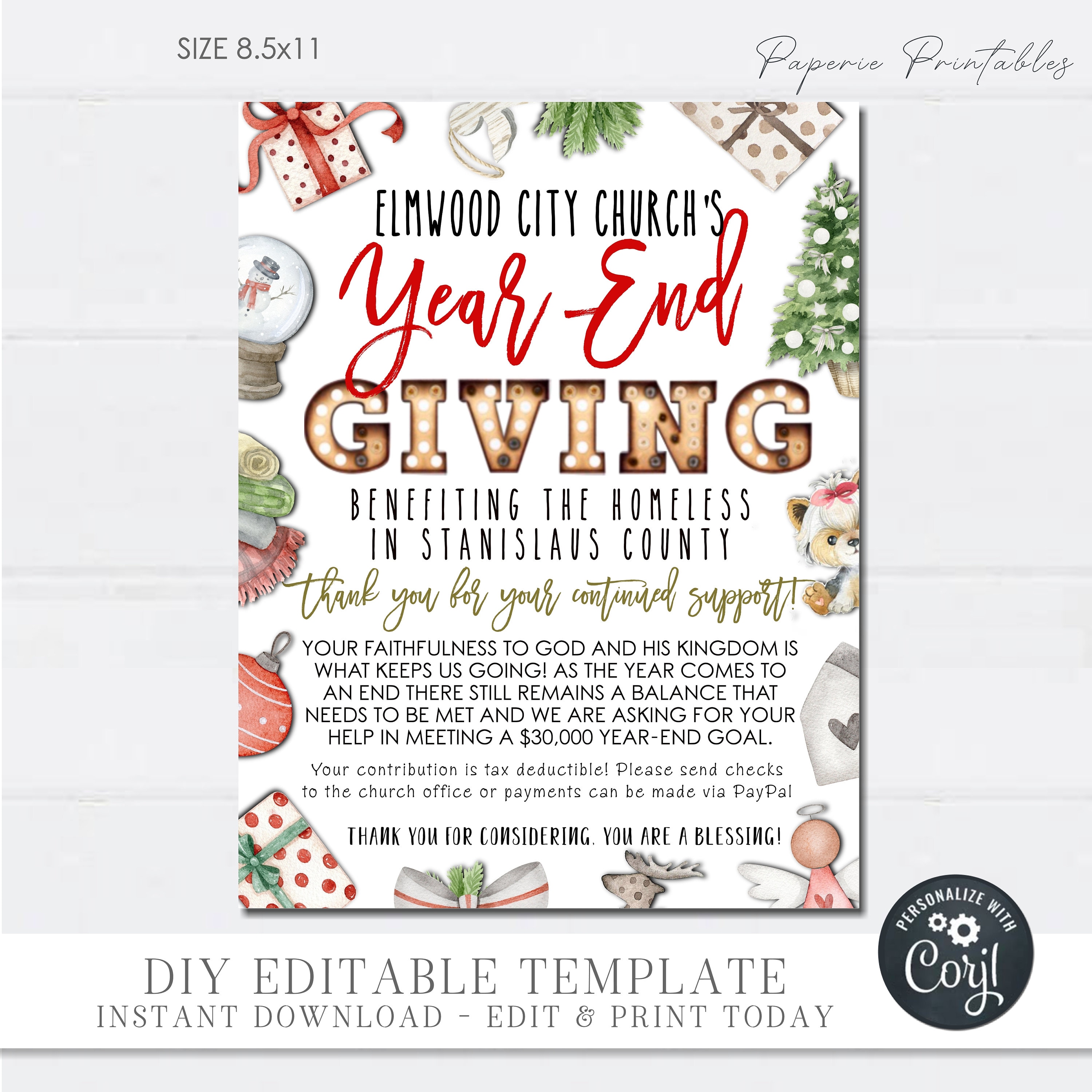 EDITABLE Year-end Giving Flyer Year-end Fundraiser Flyer - Etsy