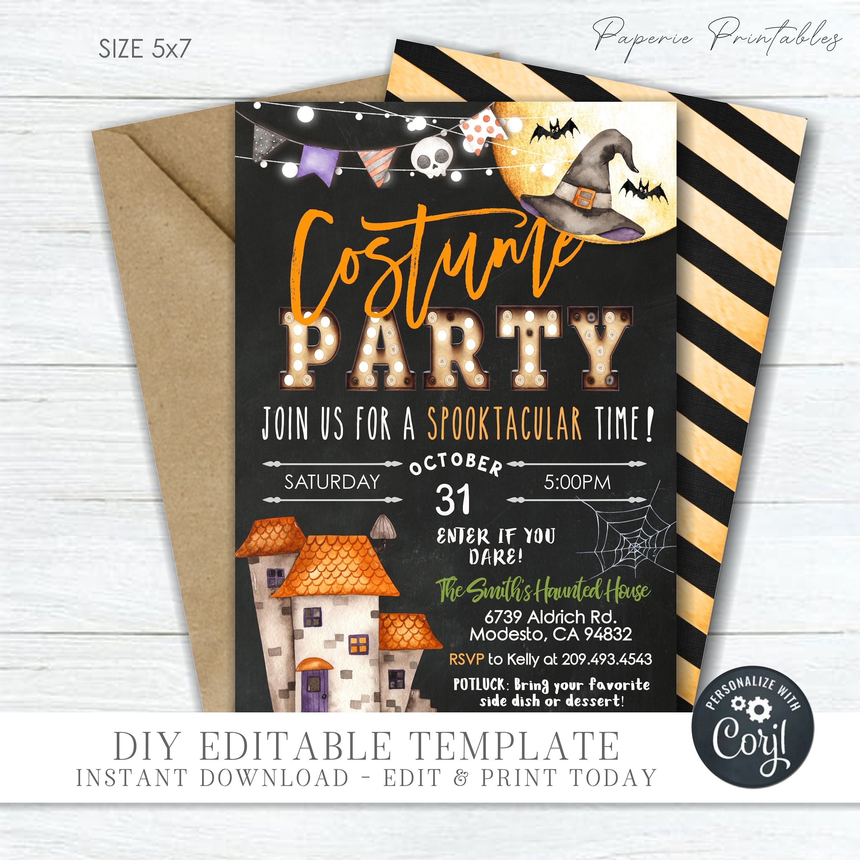 EDITABLE Costume Halloween Party Invitation Halloween Bash - Etsy