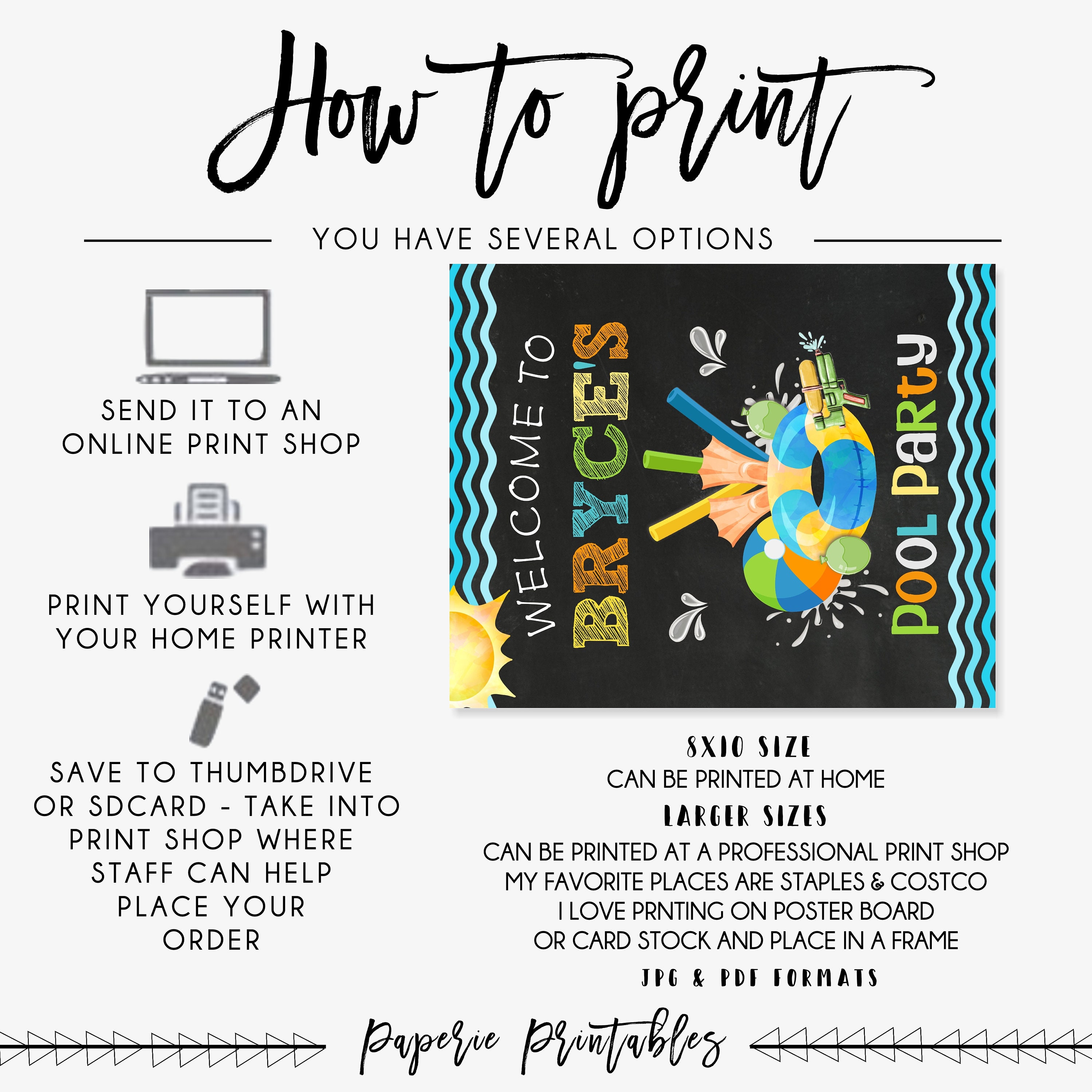 Editable Boy Pool Party Welcome Sign Pool Party Welcome Sign | Etsy