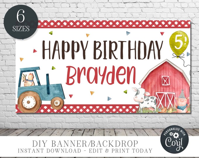 Barn Birthday Backdrop, Barnyard Birthday, Farm Photo Backdrop, Farm ...