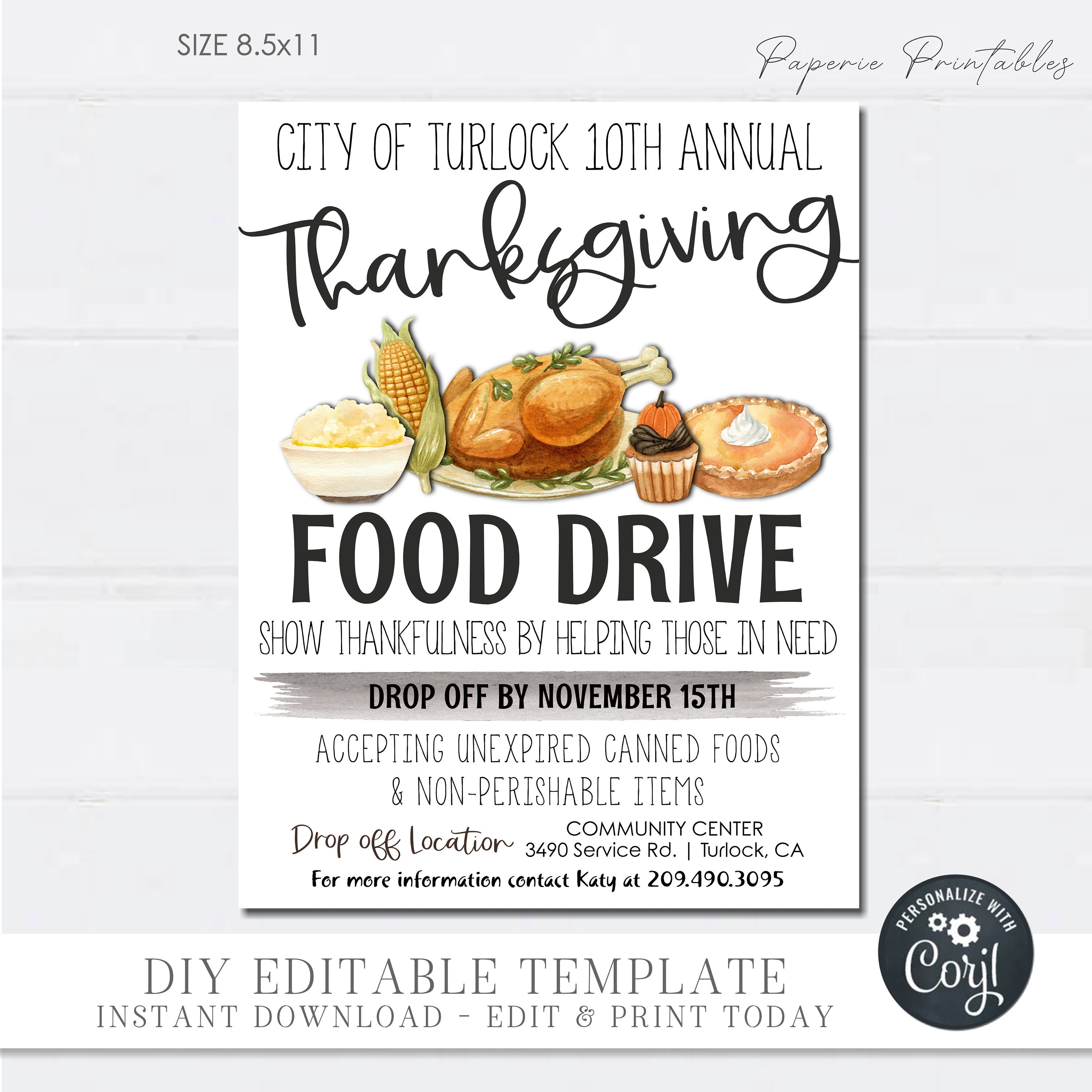 EDITABLE Thanksgiving Food Drive Flyer Food Drive Flyer - Etsy