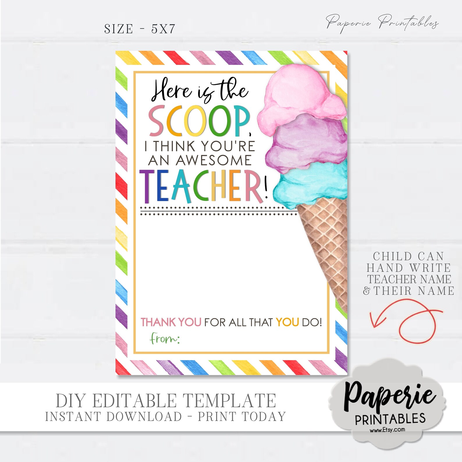 EDITABLE Teacher Appreciation Gift Card Holder, Here's the Scoop ...
