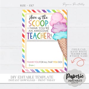 EDITABLE Teacher Appreciation Gift Card Holder, Here's the Scoop ...