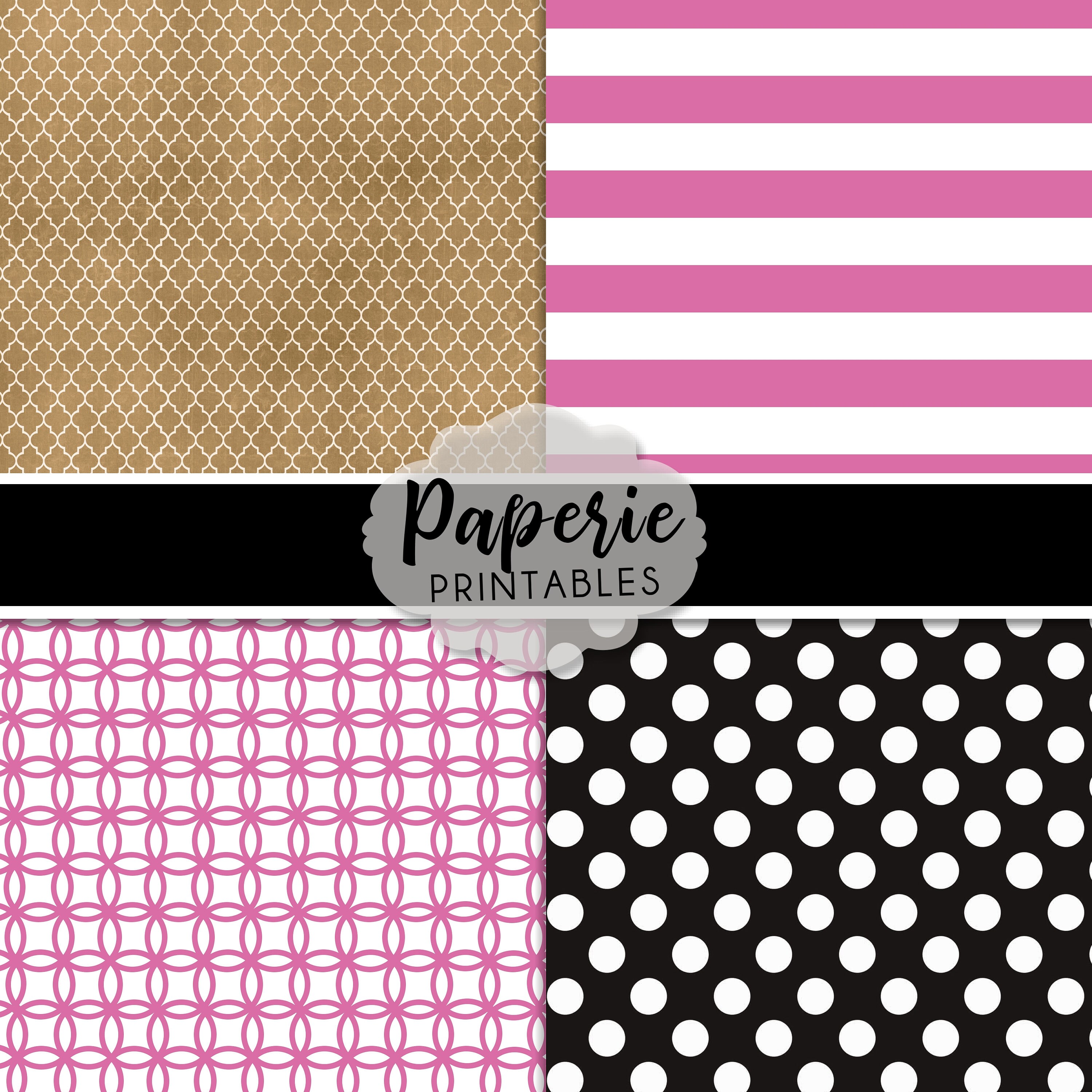 Pink & Gold Glitter Digital Paper: Scrapbook Patterns (12x12, Digital ...