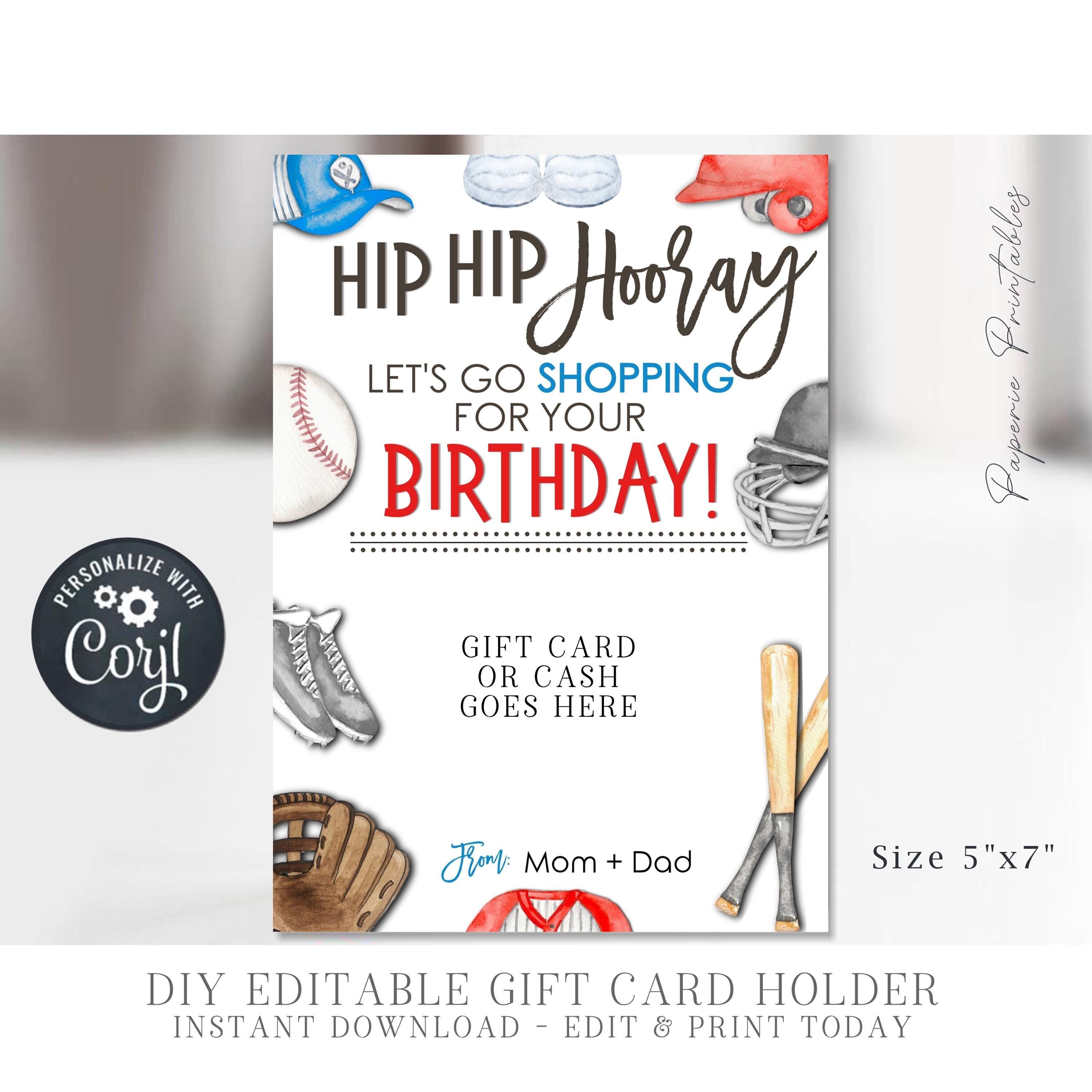 Editable Sports Birthday Gift Card Holder: Baseball Theme (DIY ...