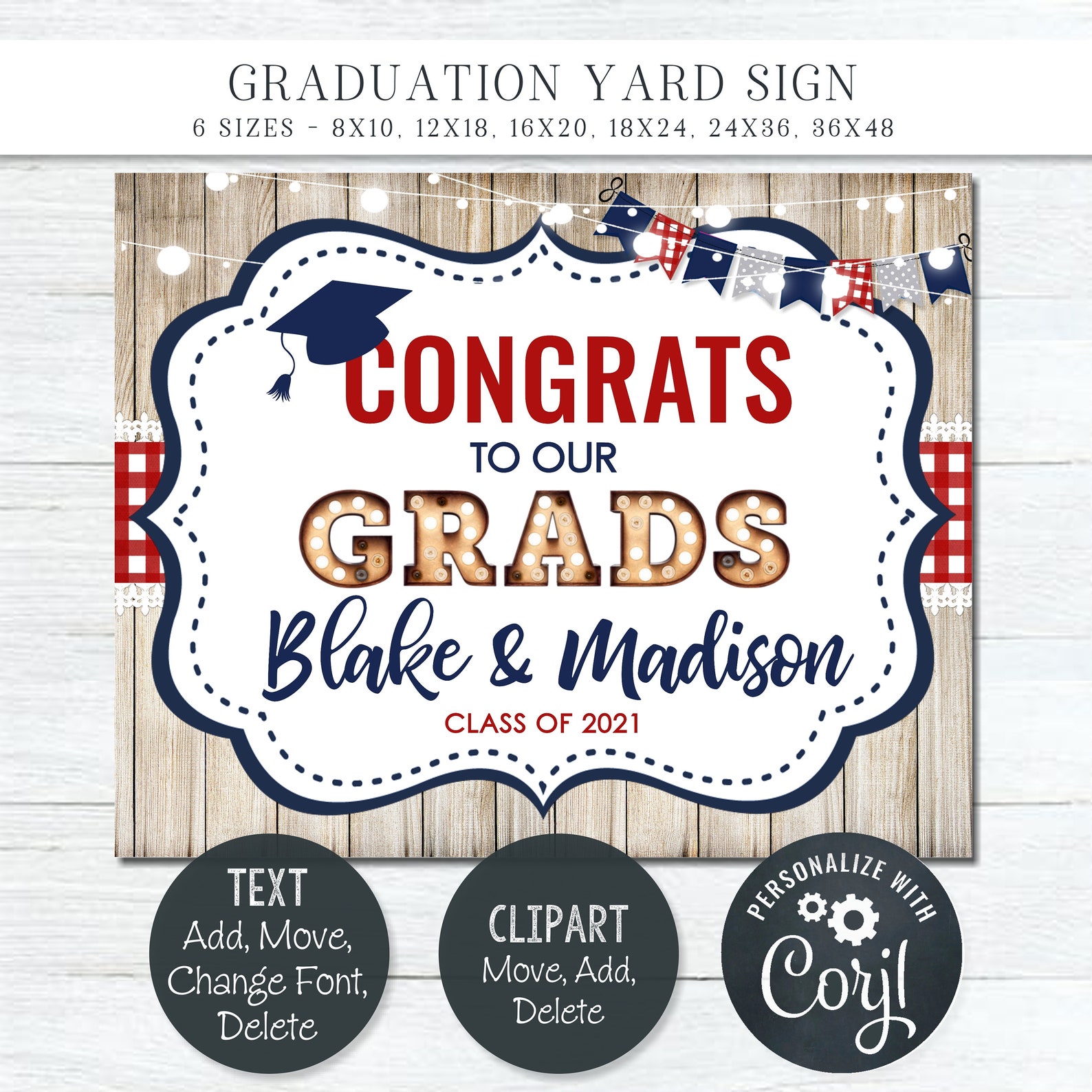 EDITABLE Graduation Yard Sign Class of 2023 Graduation Sign - Etsy