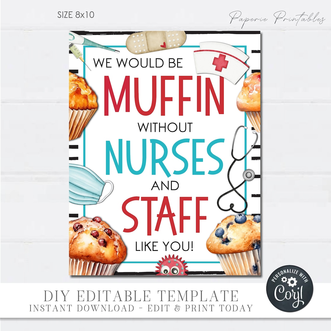EDITABLE Muffin Nurse Appreciation Sign, Nurse Appreciation Breakfast ...