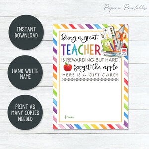 EDITABLE Teacher Appreciation Gift Card Holder, Thank You for ALL That ...