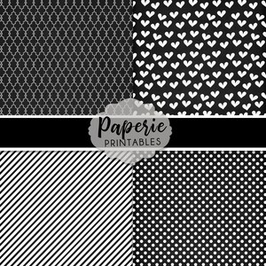 Black & White Pattern Digital Paper - 12x12 Digital Scrapbooking Paper ...