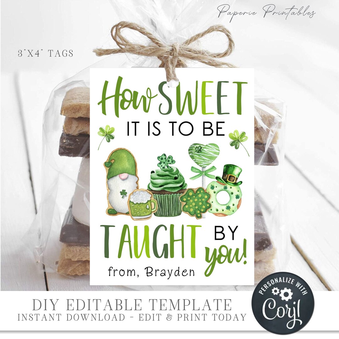 Editable St. Patrick's Day Teacher Gift Tag, Happy St. Patrick's Day ...