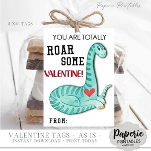 Dinosaur Valentine Tags, Kids Valentine Cards, School Valentines, T ...