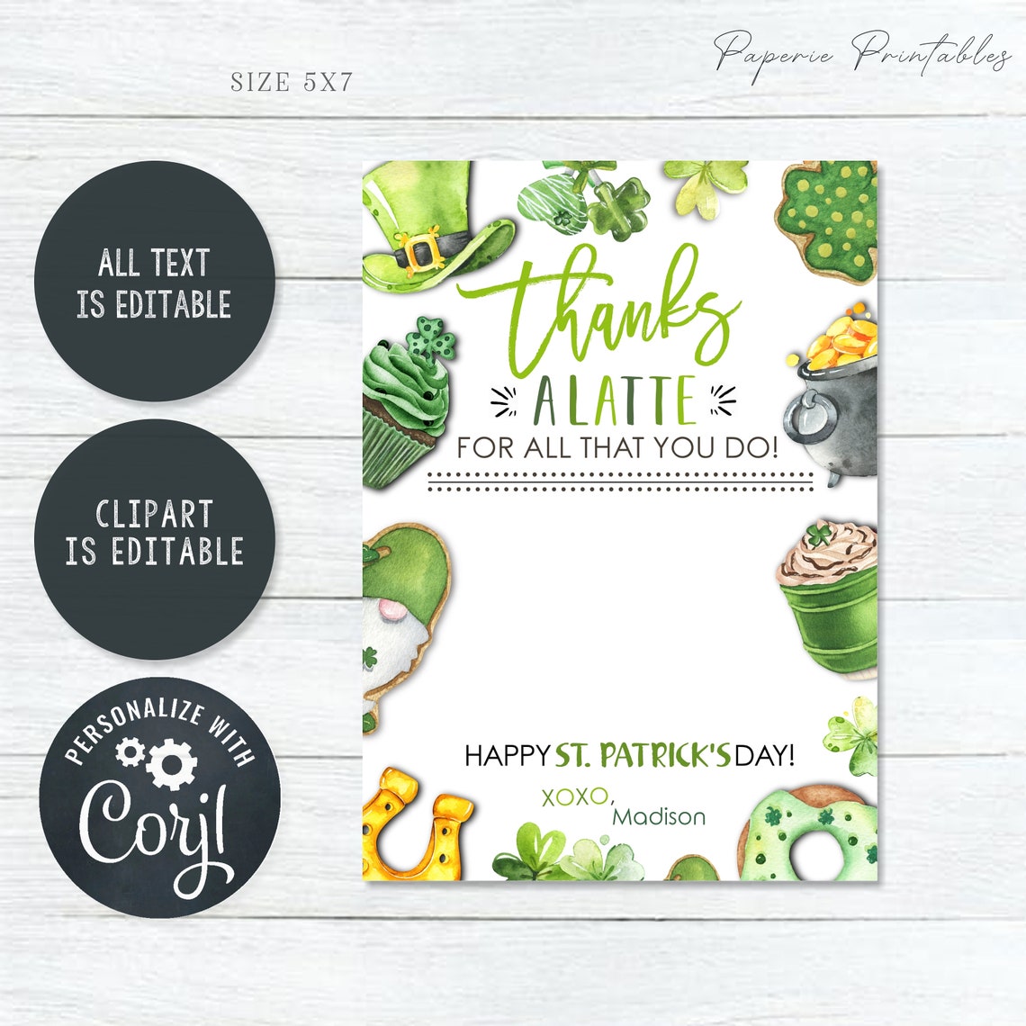 EDITABLE St. Patrick's Day Teacher Gift Card Holder St. - Etsy