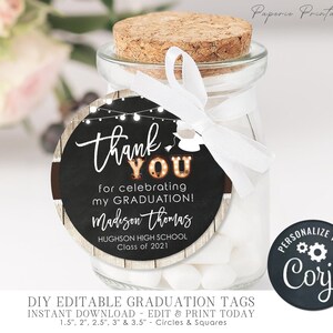 EDITABLE Graduation Gift Tags - Graduation Tags - Graduation Circle ...