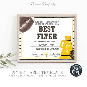 Editable Cheerleading Certificate, End of Season Award, Printable Cheer ...