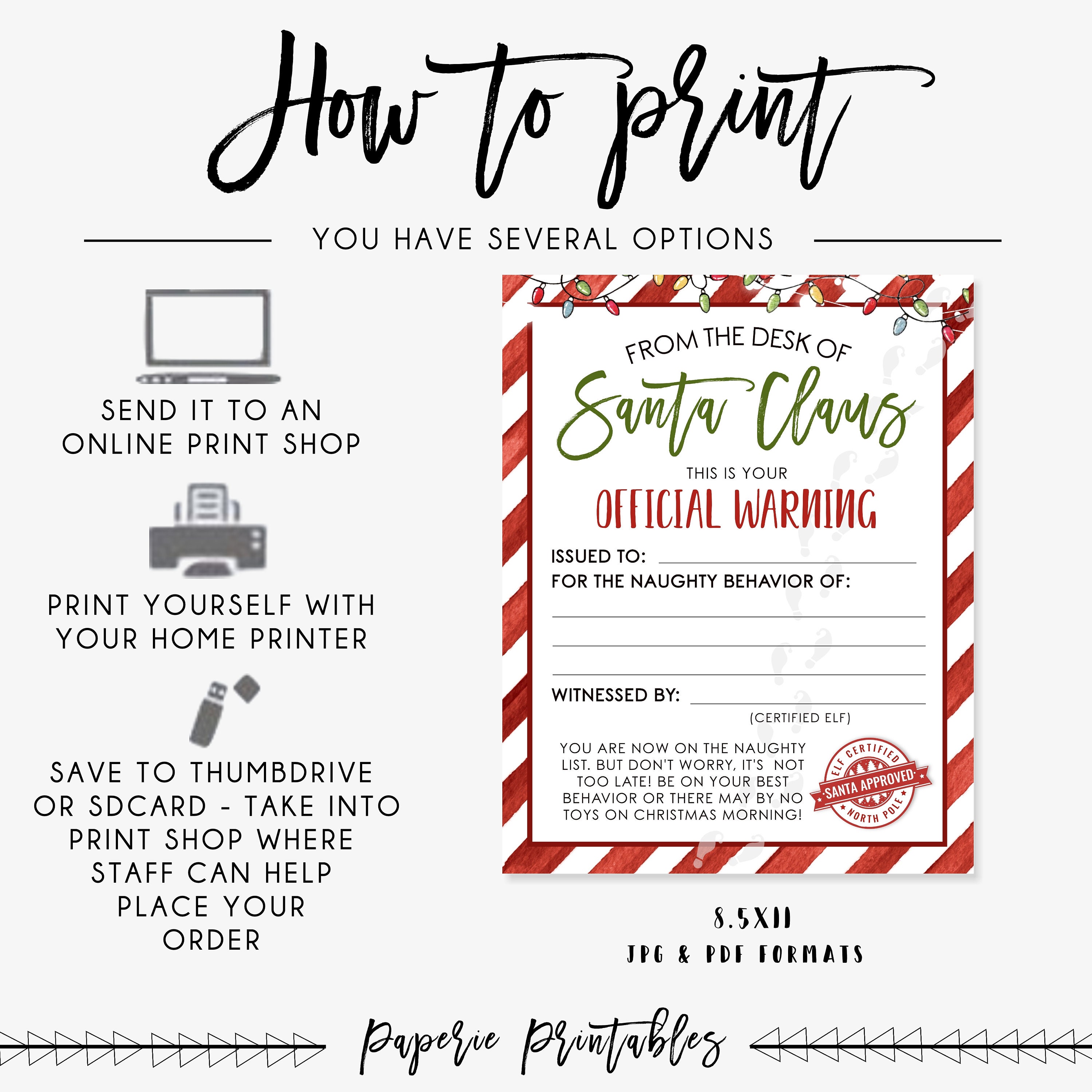 EDITABLE Santa's Naughty List Notification Letter - Naughty List ...