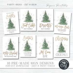 Editable Christmas Party Signs, Holiday Party Signs, Christmas Party ...