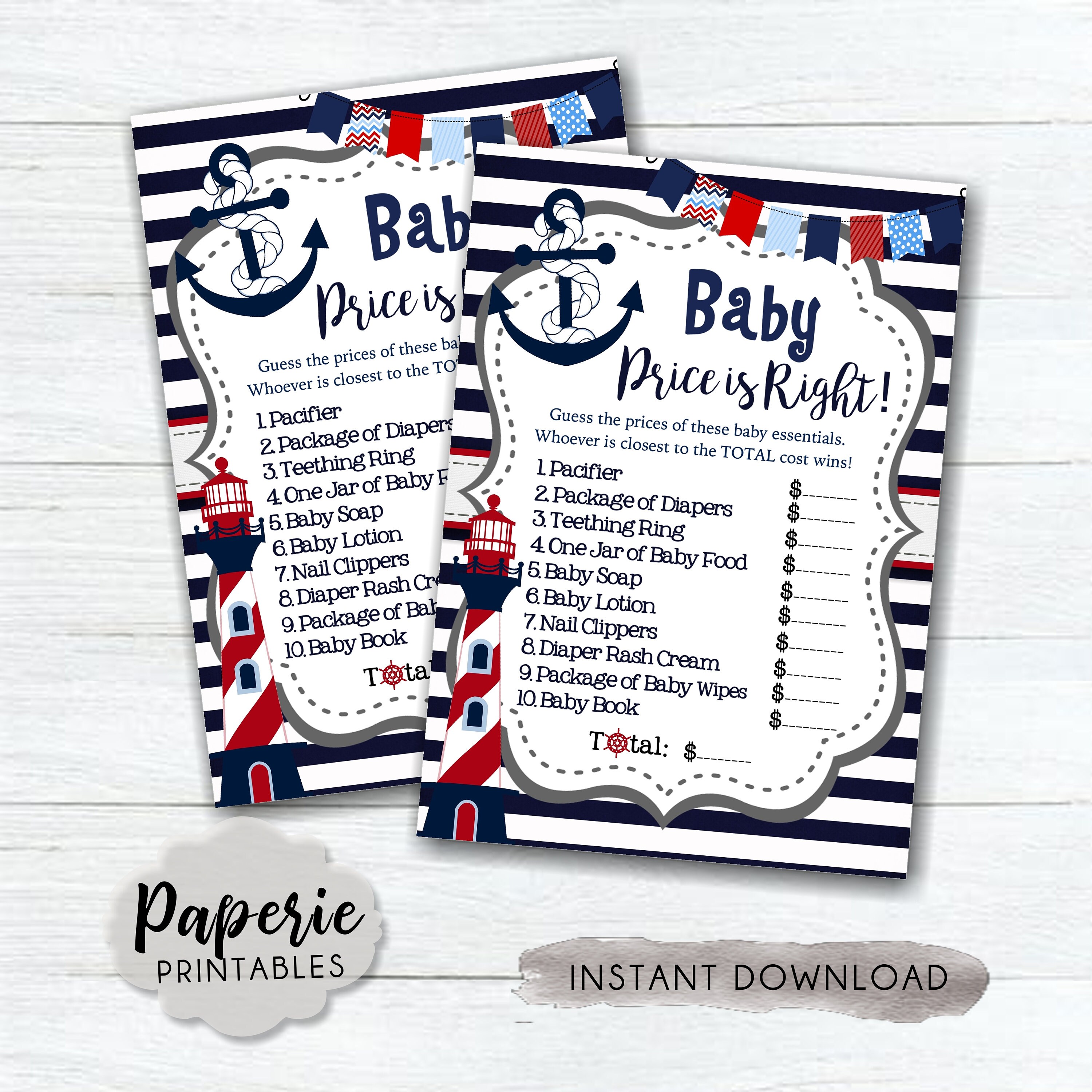 Nautical Baby Shower Games Bundle Pack Little Sailor Baby - Etsy