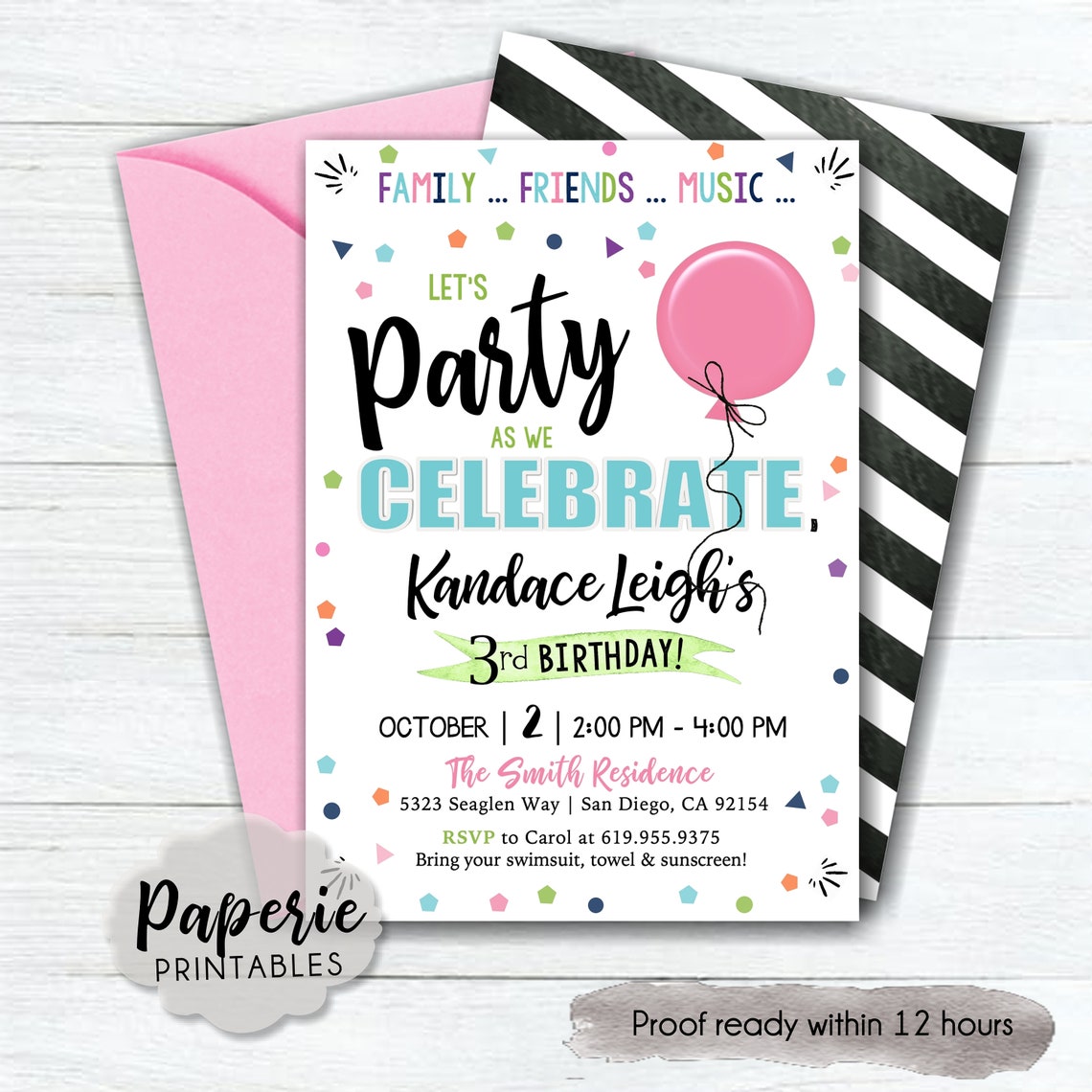 Colorful Birthday Party Invitation Birthday Party Invitation | Etsy