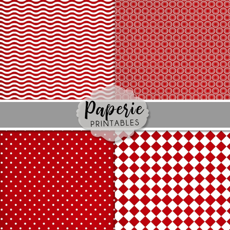 Red & White Pattern Digital Paper 8.5x11 Digital | Etsy