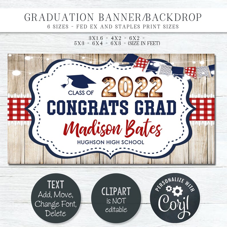 EDITABLE Graduation Backdrop Graduation Banner Class of 2022 - Etsy