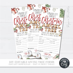 EDITABLE Angel Tree Gift Tags, Christmas Angel Tree Fundraiser Form ...