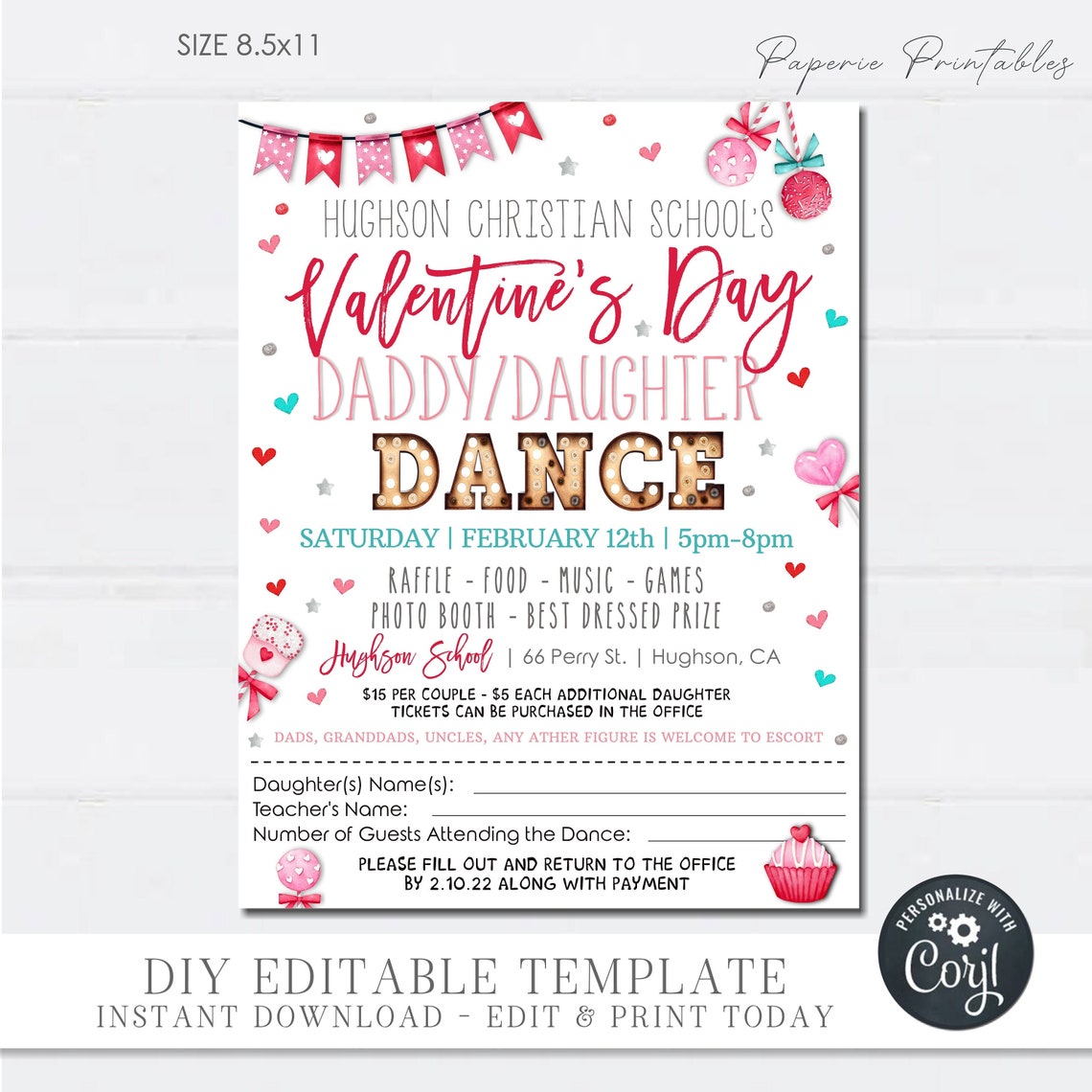 EDITABLE Daddy Daughter Dance Flyer and Ticket Combo - Etsy