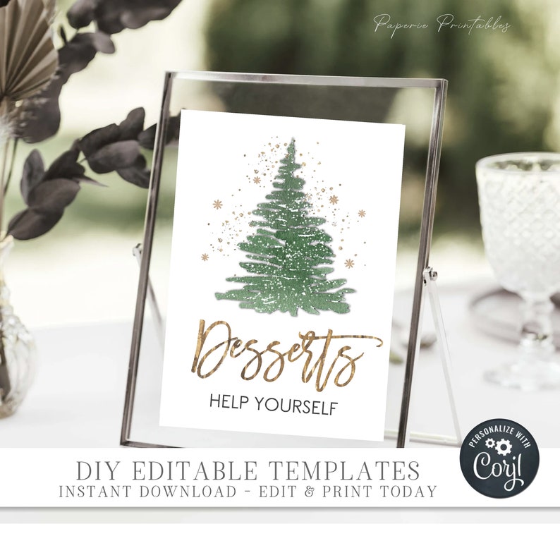 Editable Christmas Party Signs: Holiday Decor (DIY Corjl, 5x7 & 8x10 ...