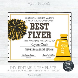 Editable Cheerleading Awards, End of Season Award, Cheer Team Party ...