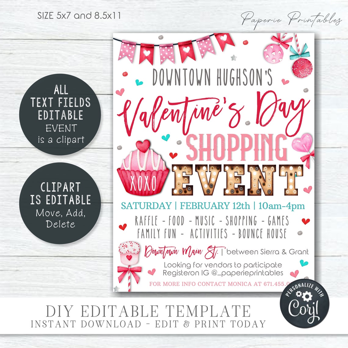 EDITABLE Valentine's Day Pop up Shop Flyer - Etsy