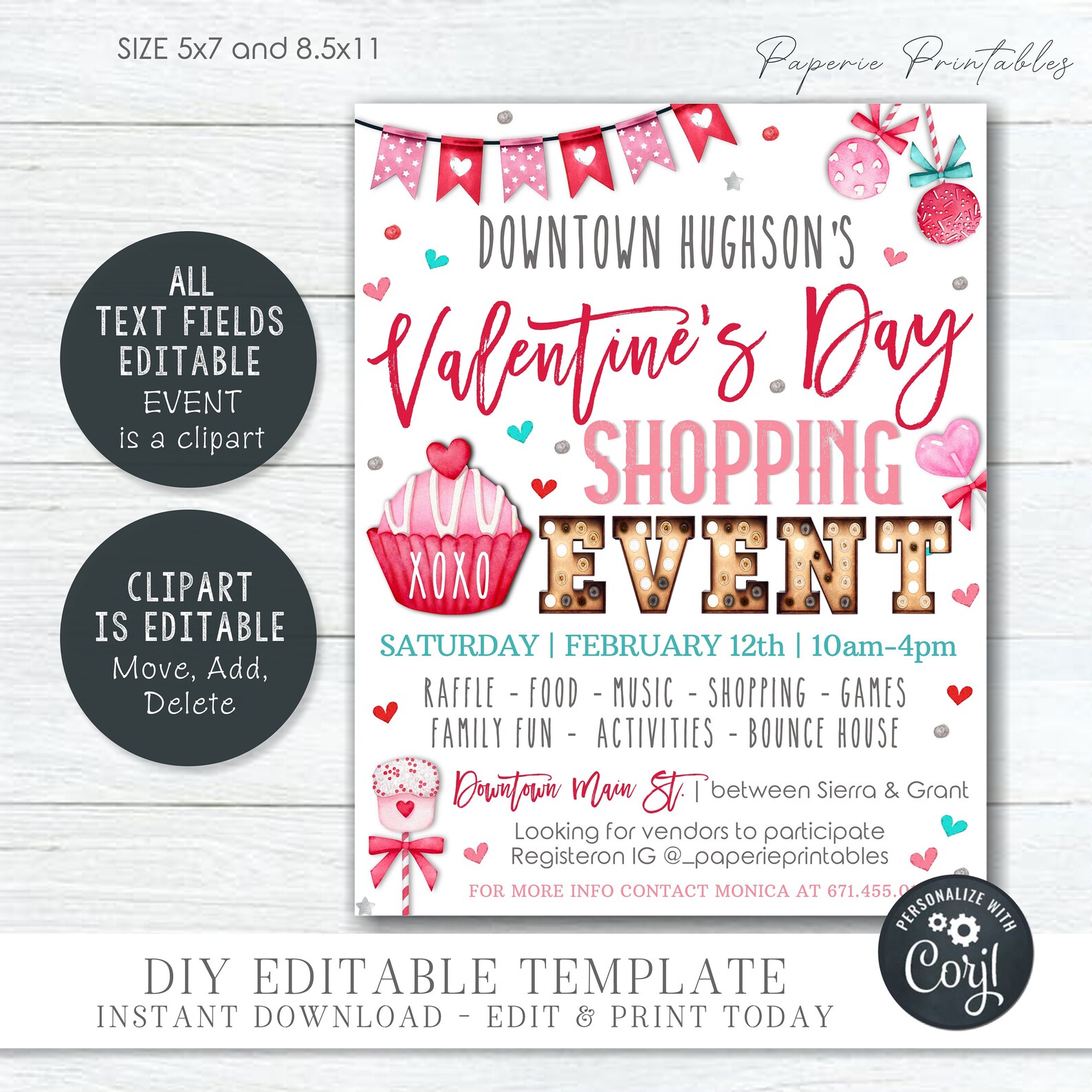 Editable Valentine's Day Pop up Shop Flyer (DIY Corjl) - Etsy
