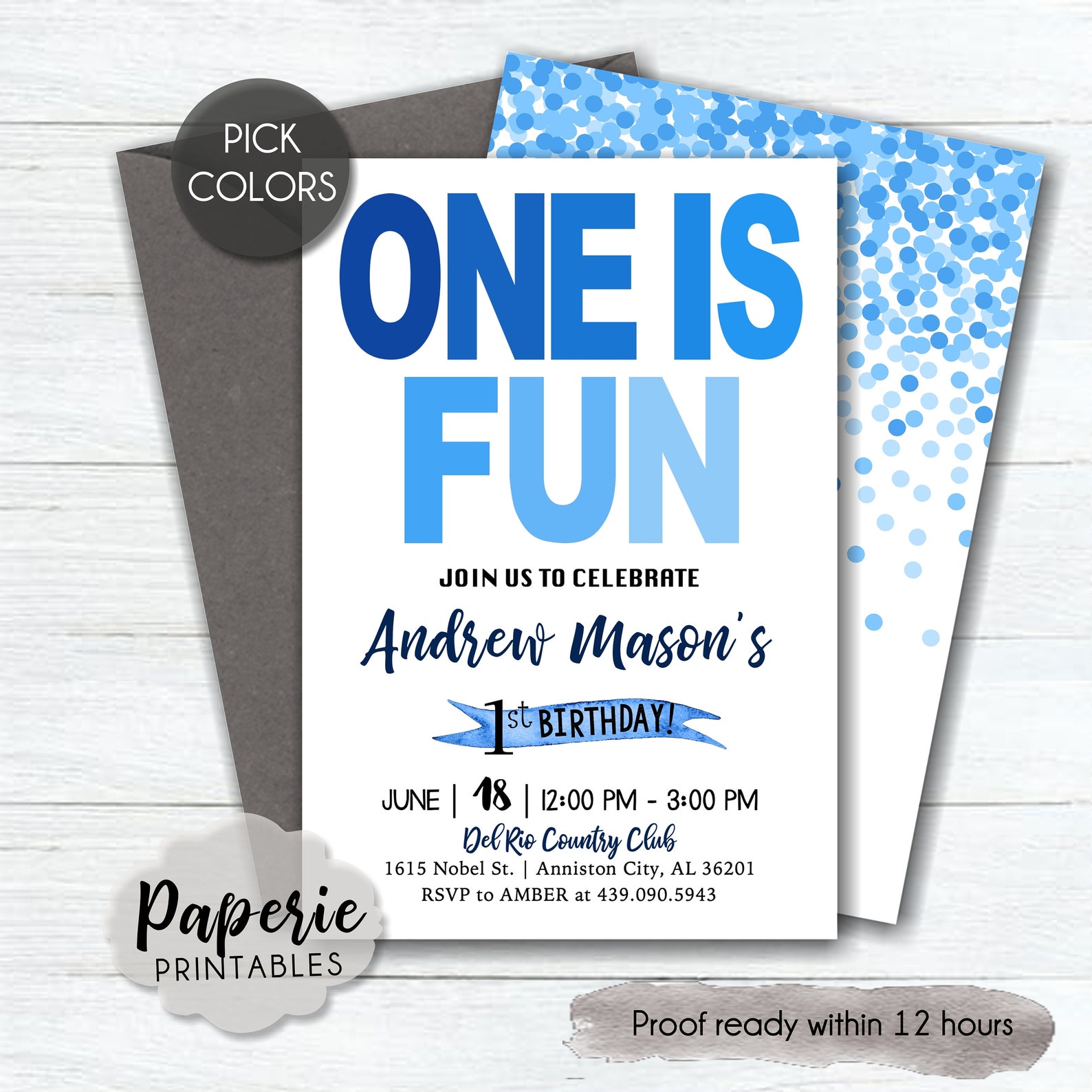 Ombre One is FUN Birthday Party Invitation 1st Birthday Party ...